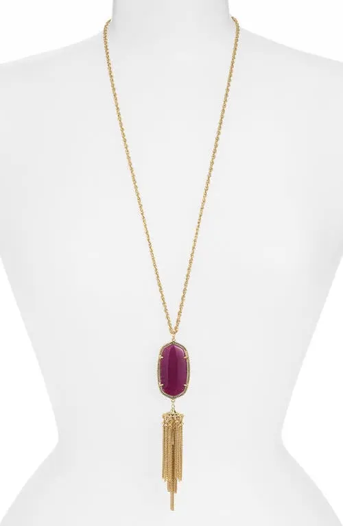 Kendra Scott Rayne Stone Tassel Pendant Necklace - Maroon Jade/gold