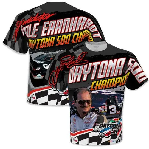 CHECKERED FLAG Sports Dale Earnhardt Daytona 500 Champion Legends T-shirt - Black