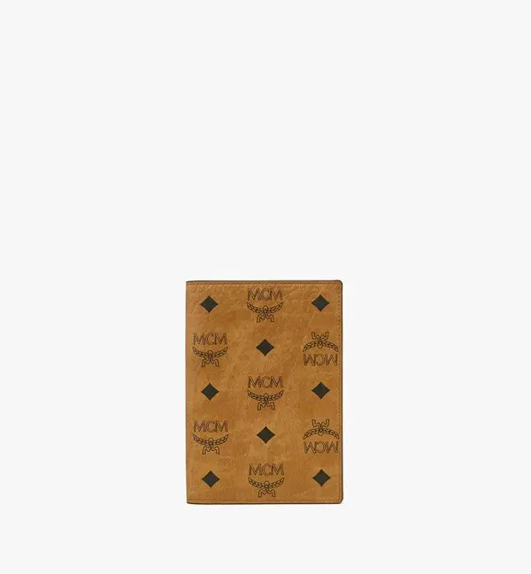 Mcm Ottomar Passport Holder In Visetos - Cognac