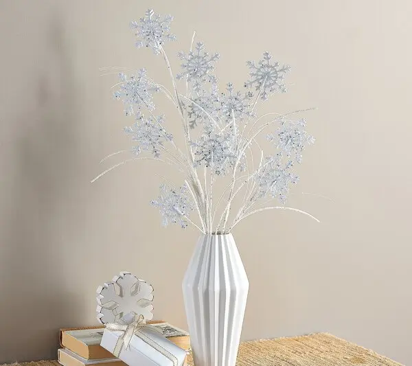VALERIE PARR HILL Set Of 6 Glittered Snowflake Stems Valerie - One-color