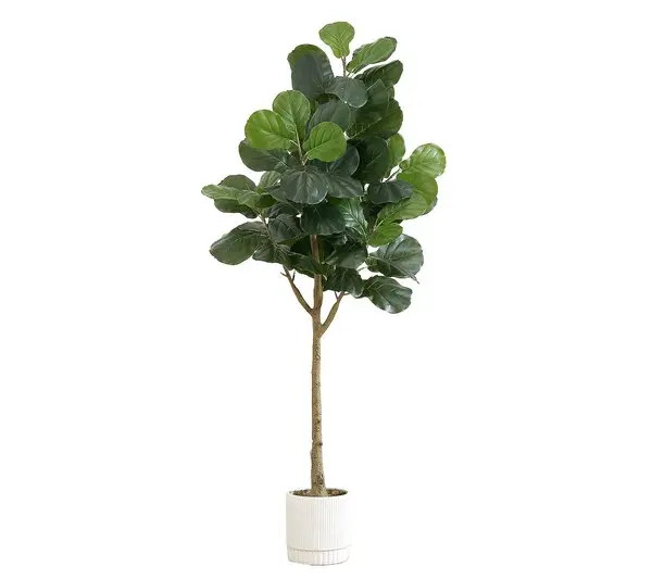 NEARLY NATURAL 6ft Artificial Fiddle Leaf Fig T Ree W/ Planter - One-color
