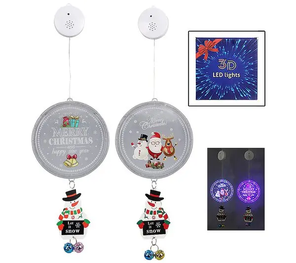 YOUNG'S INC. Young's Set Of 2 Winter Whimsy Ornaments With L Ed Lights - One-color