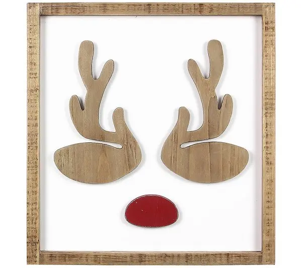 YOUNG'S INC. Young's Winter Whimsy Wood Rudolph Wall Sign - One-color