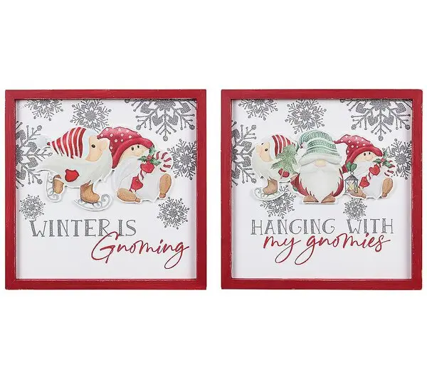 YOUNG'S INC. Young's Set Of 2 Winter Whimsy Tabletop/ Wall S Igns - One-color