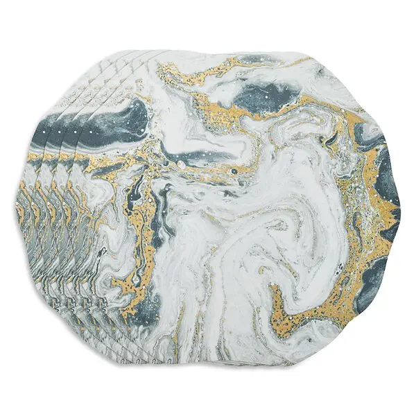 KIM SEYBERT Cosmos Placemats, Set Of 4 - Ivory/gold/silver