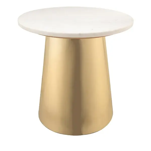 TOV FURNITURE Bleeker Marble Side Table - Gold And White