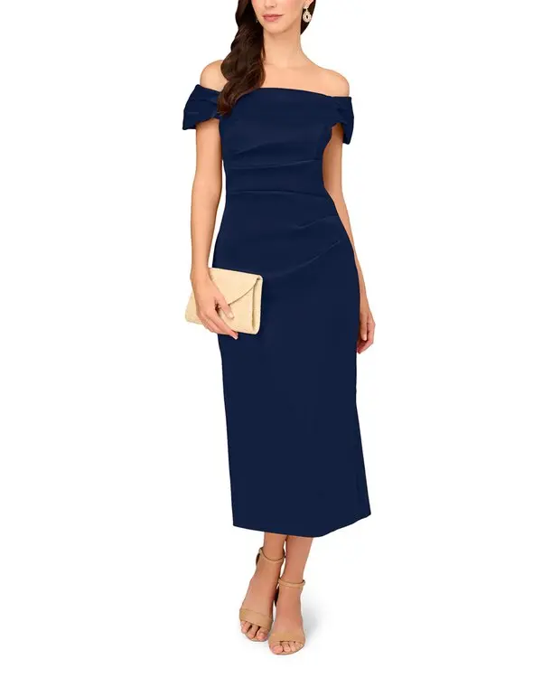 Aidan Mattox Off-The-Shoulder Sheath Dress - Twilight - 70% Off |  Editorialist
