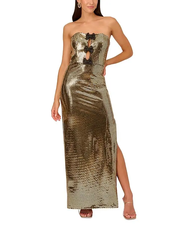 liv foster gold dress Strapless Sequin Gown In - 80% Off formal dresses formal