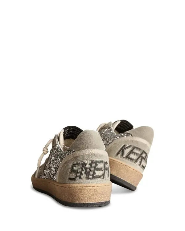 GOLDEN GOOSE Ball Star Glitter Low Top Sneakers - Silver/ice