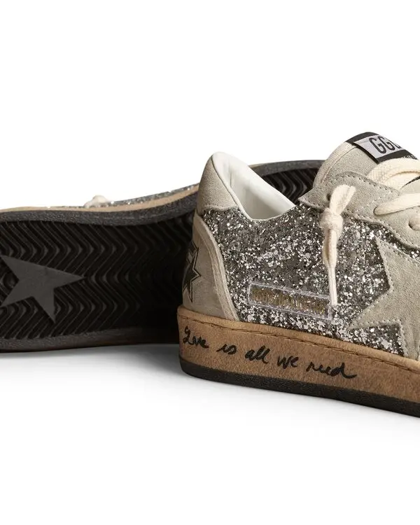 GOLDEN GOOSE Ball Star Glitter Low Top Sneakers - Silver/ice