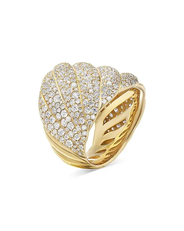 David Yurman Sculpted Cable Ring In Yellow With Diamonds - Gold