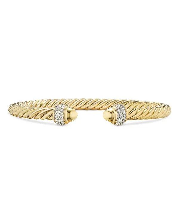 David Yurman Cable Bracelet In 18k Yellow With Diamonds - Gold
