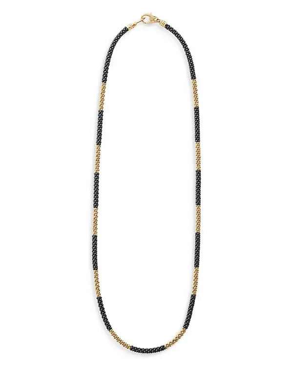Lagos Ceramic And 18k Yellow Gold Black Caviar Necklace - Black/gold