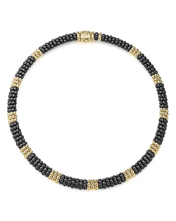 Lagos Caviar Collection Collar Necklace - Black/gold