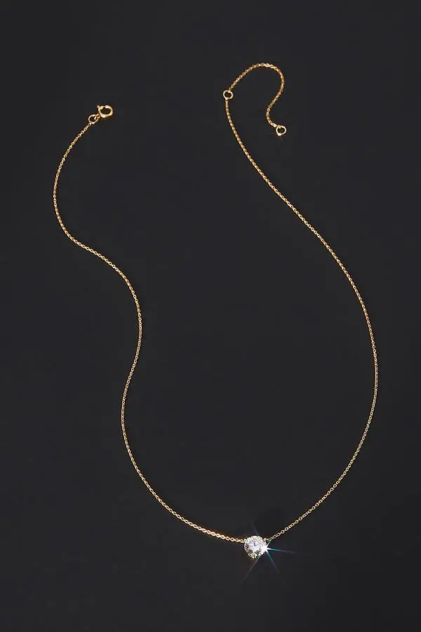 FINE DIAMONDS BY ANTHROPOLOGIE Fine Diamonds Single Floating Diamond Necklace - Gold