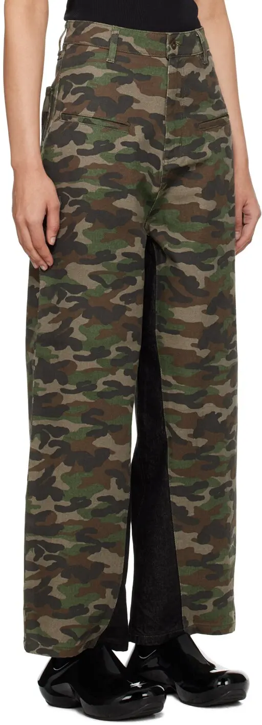 Fax Copy Express Camouflage Relaxed-Fit Trousers In Camo - 40% Off