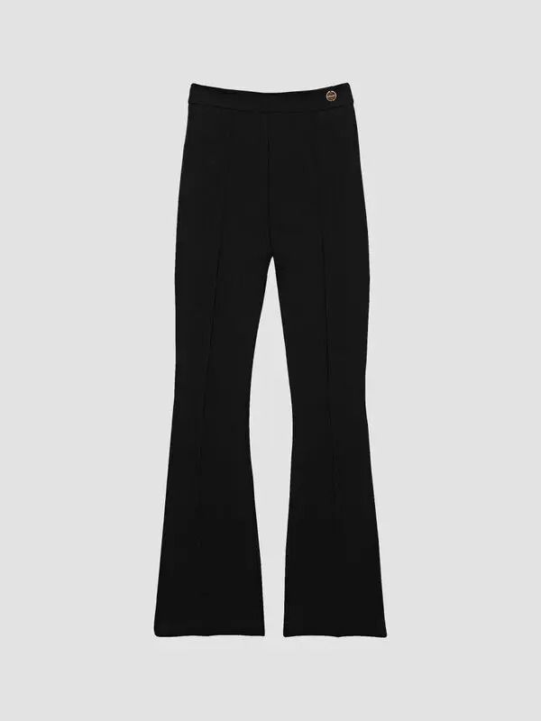 CALLAS MILANO Lola High Density Crepe Stretch Cropped Flare Trousers - Black