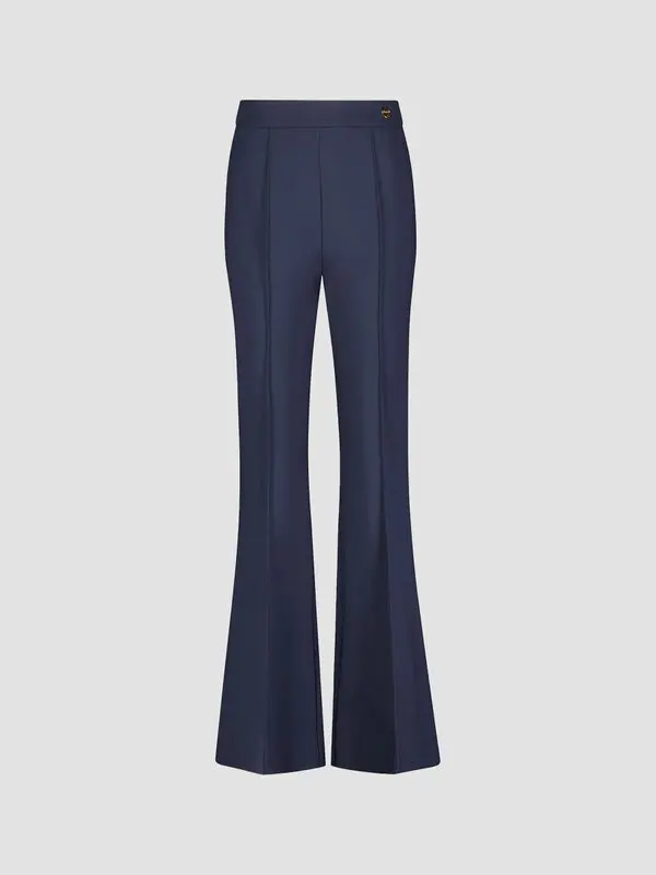 CALLAS MILANO Lola High Density Crepe Stretch Cropped Flare Trousers - Navy