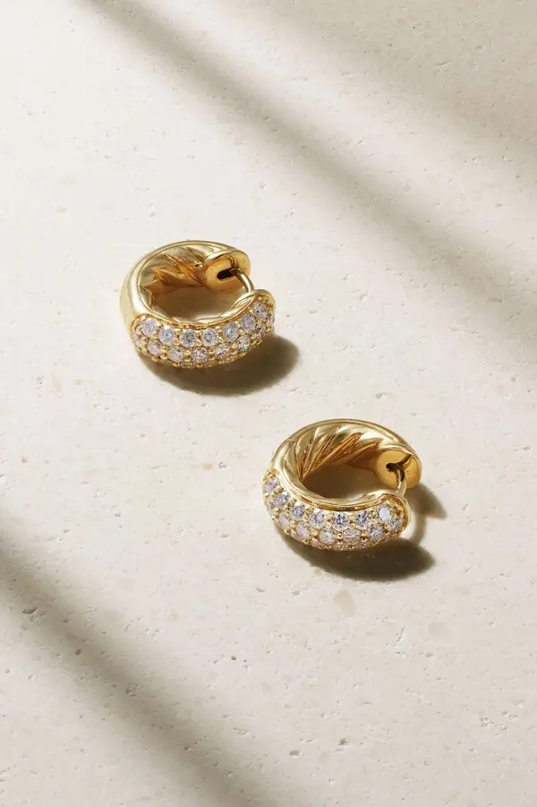 David Yurman Dy Mercer Micro Diamond Hoop Earrings