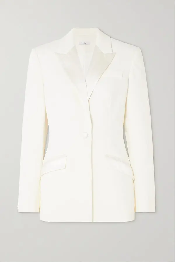 Safiyaa Arlene Satin-trimmed Stretch-crepe Blazer