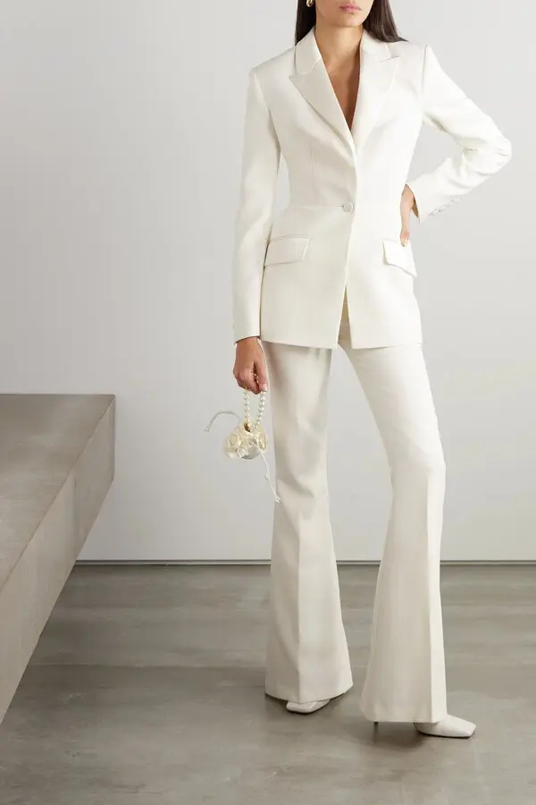 Safiyaa Arlene Satin-trimmed Stretch-crepe Blazer