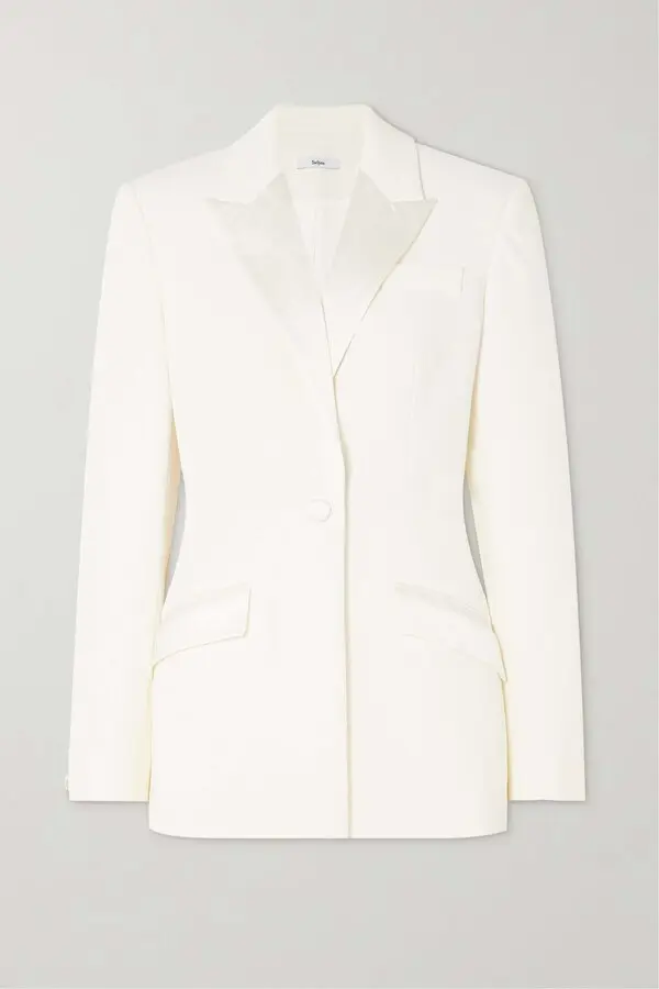Safiyaa Arlene Satin-trimmed Stretch-crepe Blazer