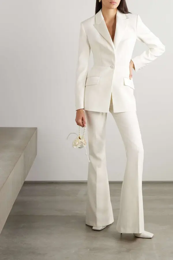 Safiyaa Arlene Satin-trimmed Stretch-crepe Blazer