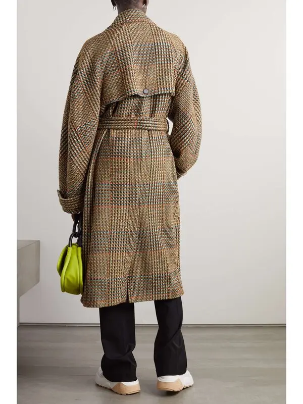 Stella McCartney Double-breasted Belted Checked Tweed Coat