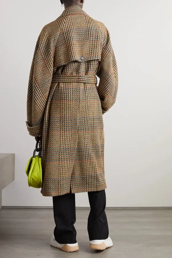 Stella McCartney Double-breasted Belted Checked Tweed Coat
