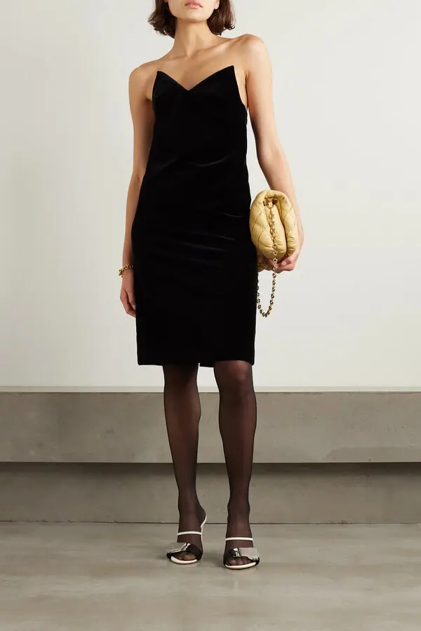 Loewe Cotton-blend Velvet Strapless Midi Dress
