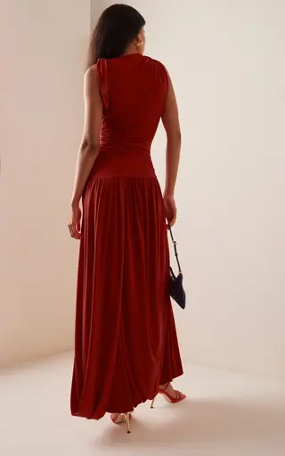open lace back dress Nadine Merabi Lydia Red Dress 4