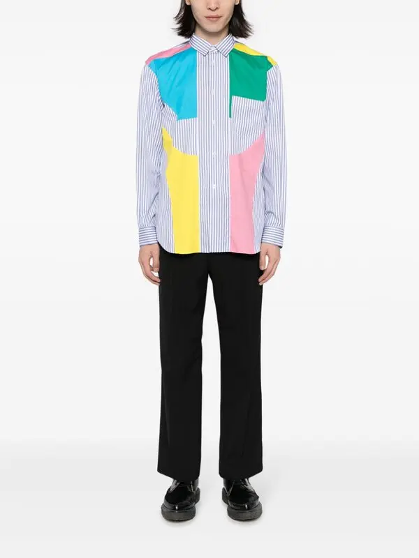 Comme Des Garçons Stripped Patchwork Cotton Shirt