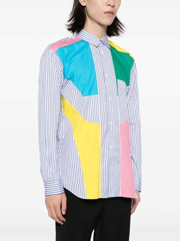 Comme Des Garçons Stripped Patchwork Cotton Shirt