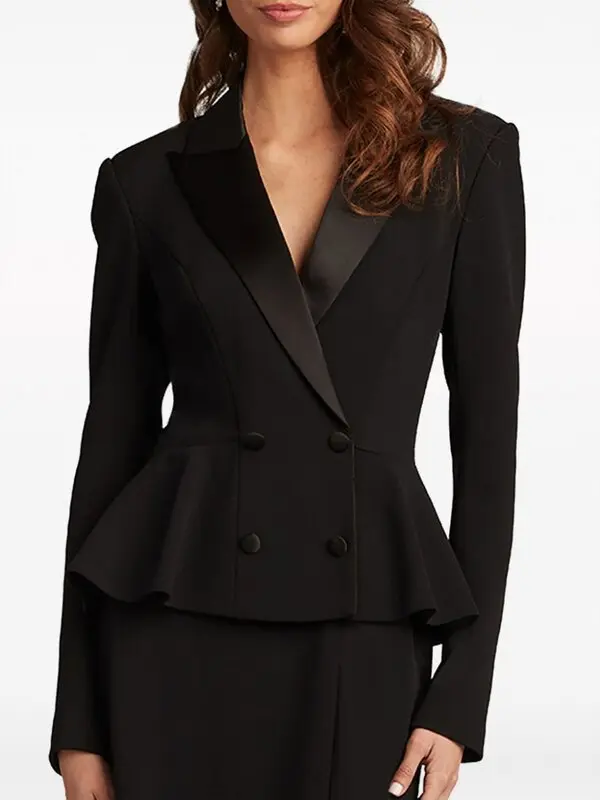 Tadashi Shoji Gilles Peplum Tuxedo Dress - Black | Editorialist