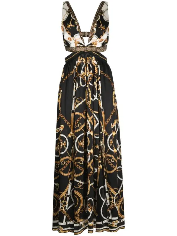 Camilla Cut-out Printed Silk Dress