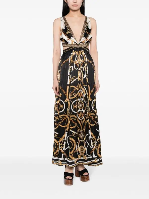 Camilla Cut-out Printed Silk Dress