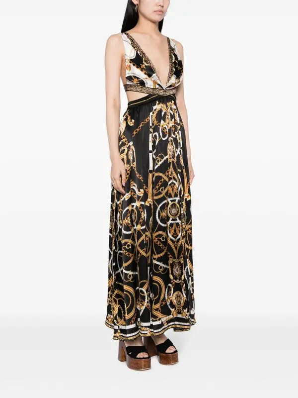 Camilla Cut-out Printed Silk Dress
