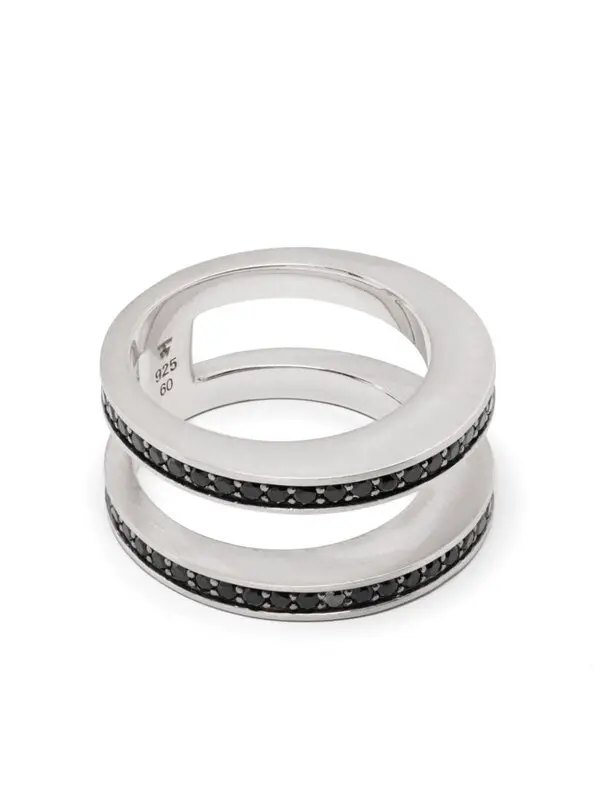 Tom Wood Vault Double Black Spinel Ring - Silver