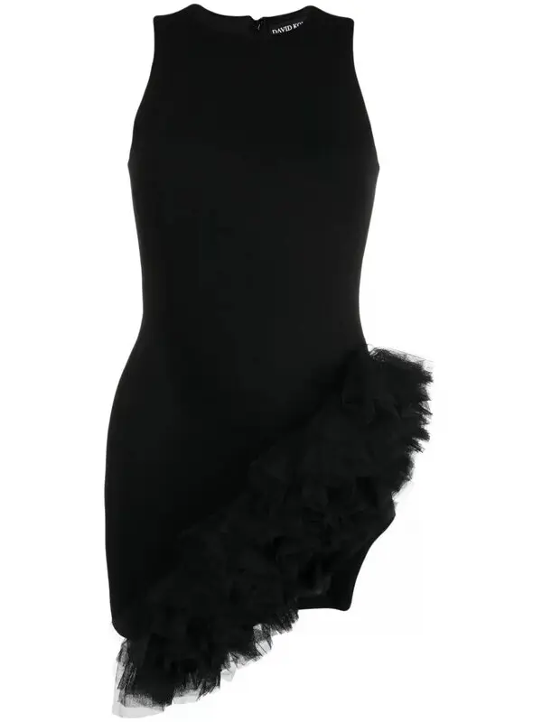 David Koma Ruffle-hem Asymmetric Minidress