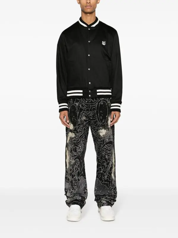 Maison Kitsuné Fox-patch Satin Bomber Jacket