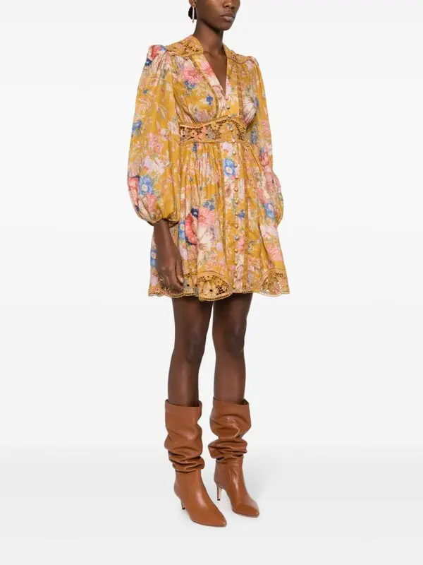 Zimmermann August Plunge Mini Dress - Yellow
