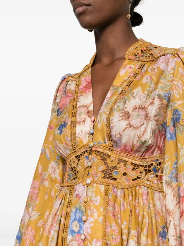 Zimmermann August Plunge Mini Dress - Yellow