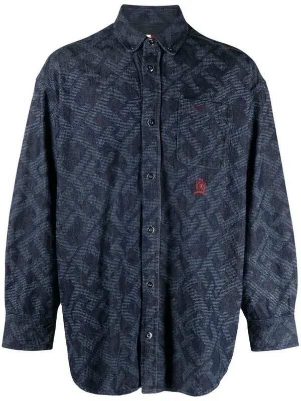 Tommy Hilfiger Monogram-jacquard Denim Shirt