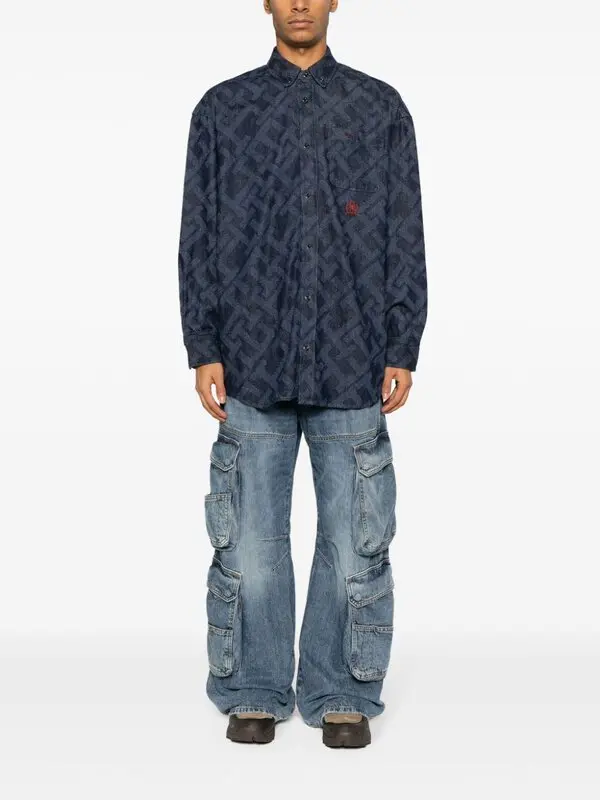 Tommy Hilfiger Monogram-jacquard Denim Shirt