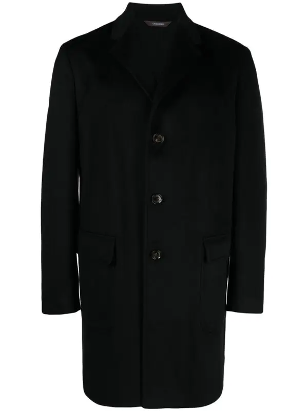 Colombo Notched-collar Single-breasted Coat - Black
