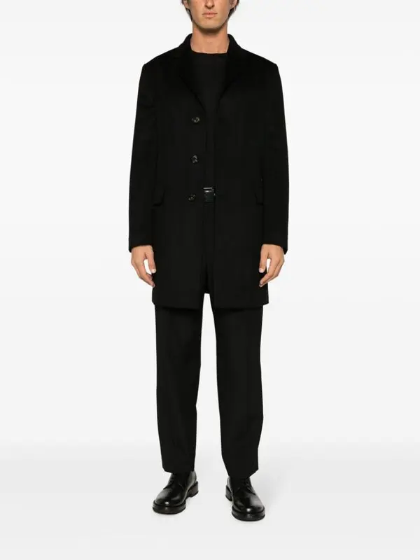 Colombo Notched-collar Single-breasted Coat - Black