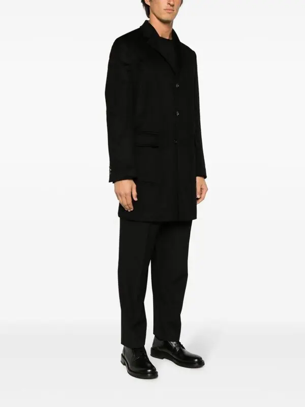 Colombo Notched-collar Single-breasted Coat - Black