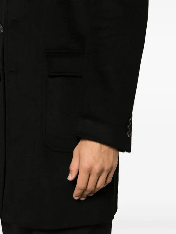 Colombo Notched-collar Single-breasted Coat - Black