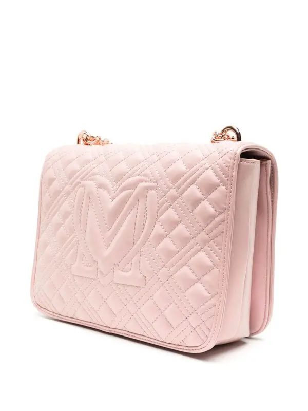 Moschino Quilted Shoulder Bag With Logo - Pink