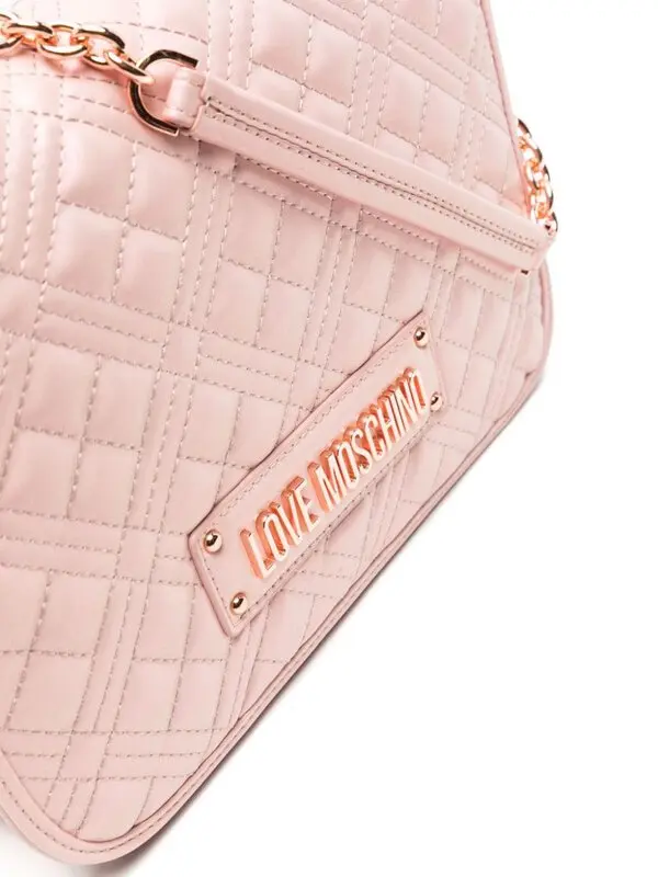 Moschino Quilted Shoulder Bag With Logo - Pink